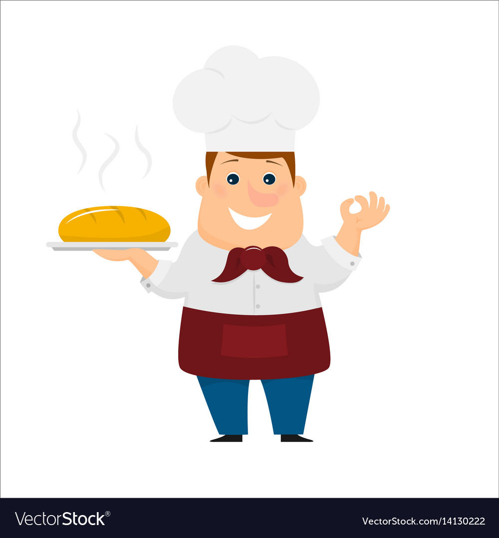 Baker with bread Royalty Free Vector Image - VectorStock