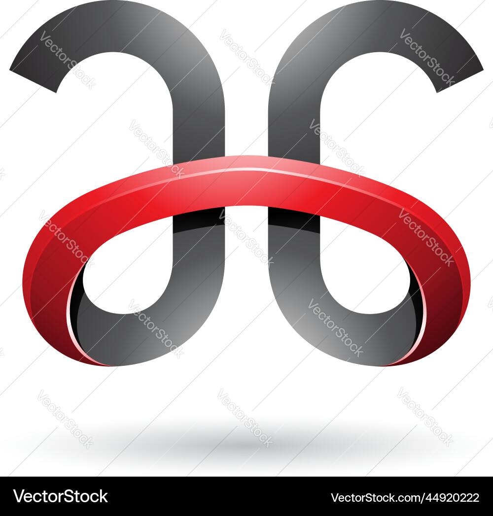 Black and red bold curvy letters a and g Vector Image
