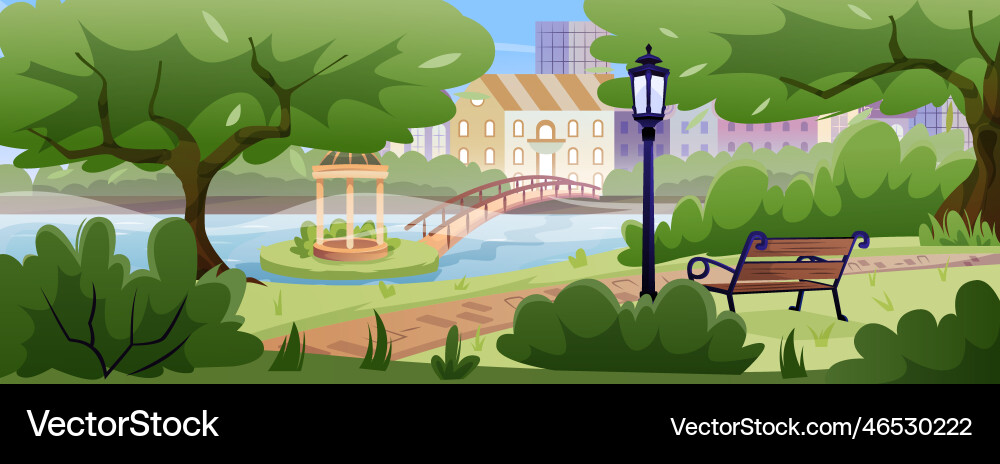 City park with green Royalty Free Vector Image