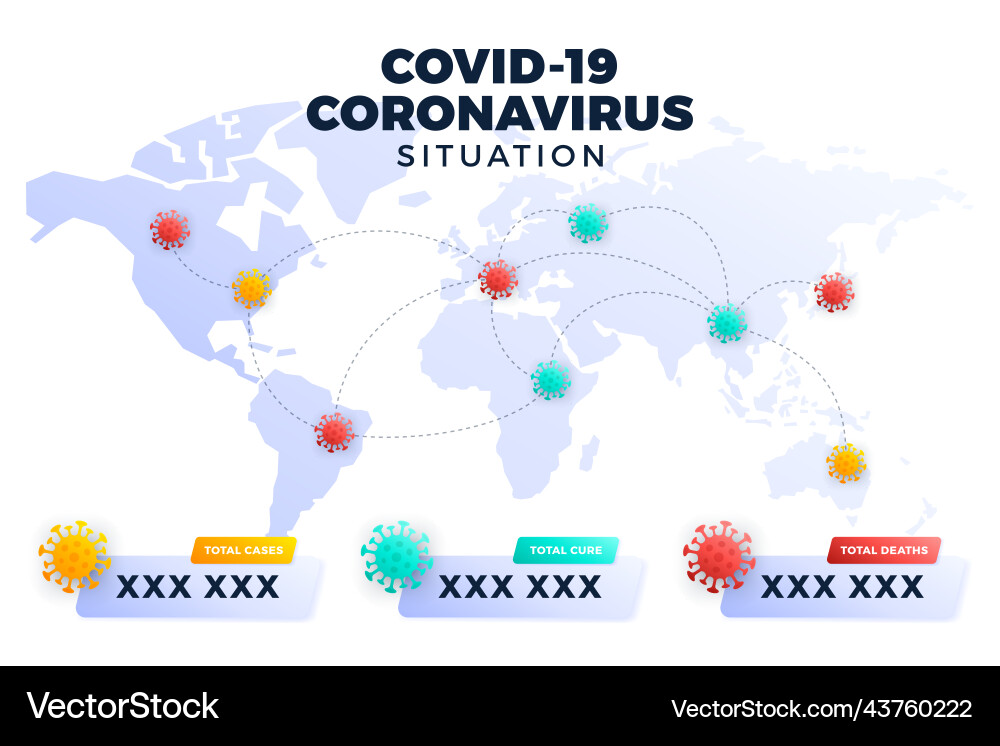 Covid-19 covid19 map confirmed cases cure deaths Vector Image