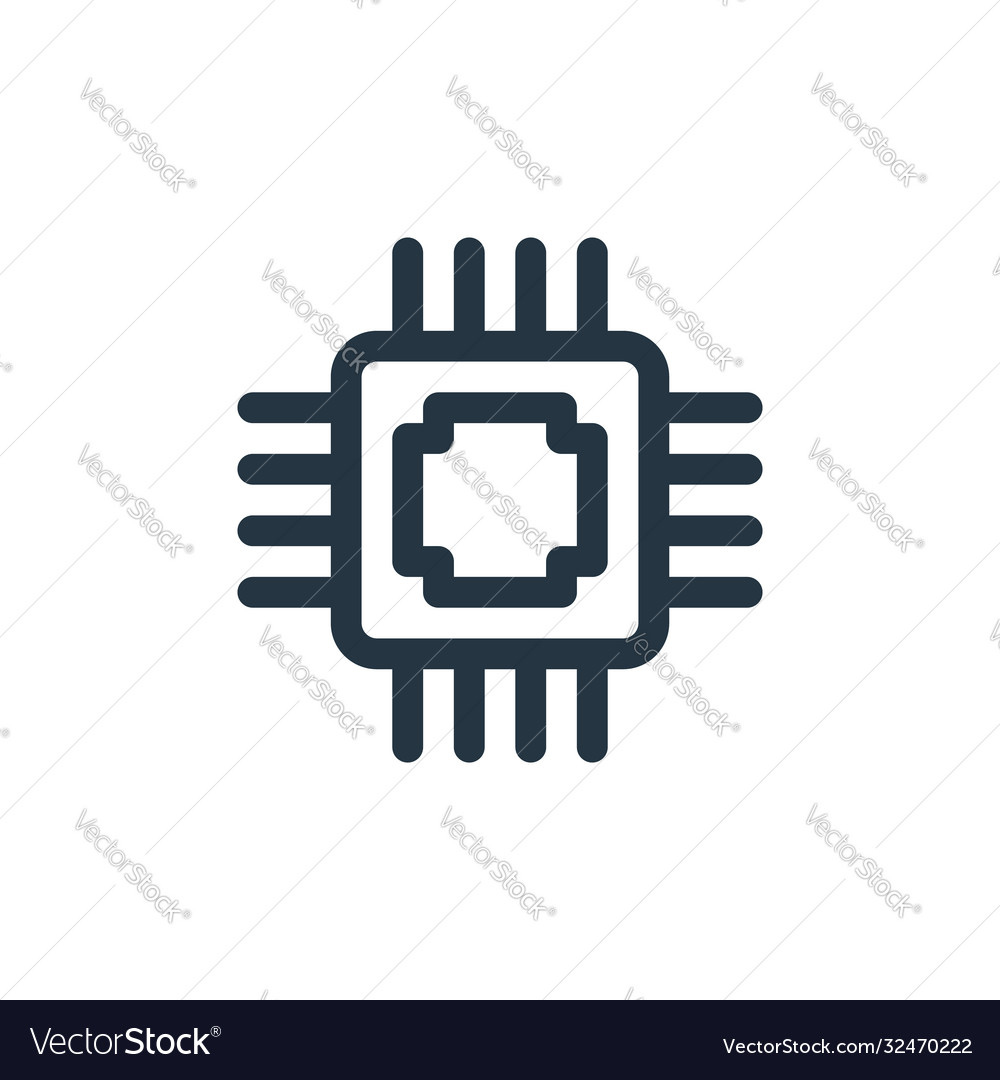 Cpu icon editable stroke linear symbol Royalty Free Vector