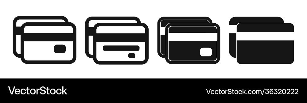 Credit card icon set isolated on white Royalty Free Vector