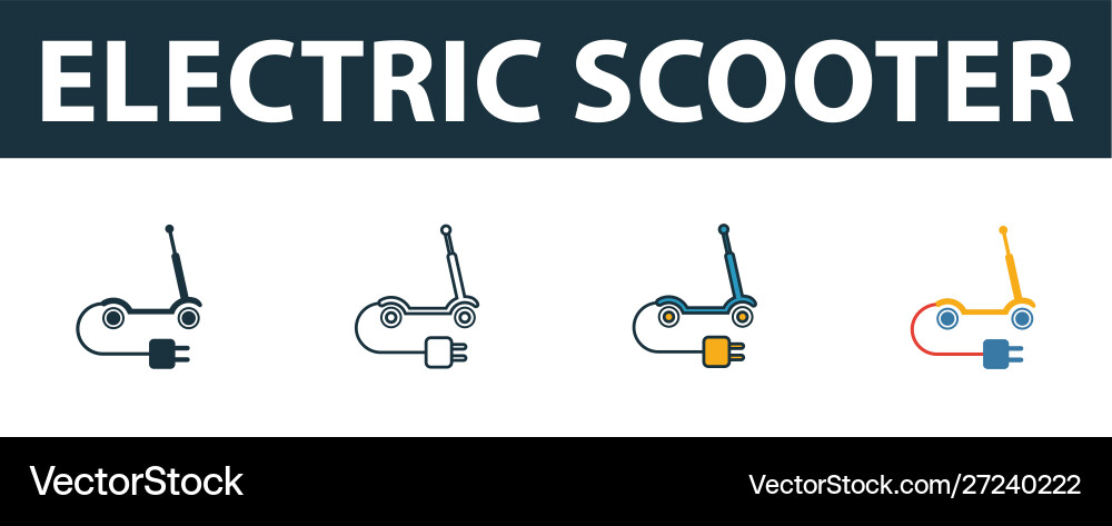 Electric scooter icon set premium symbol Vector Image
