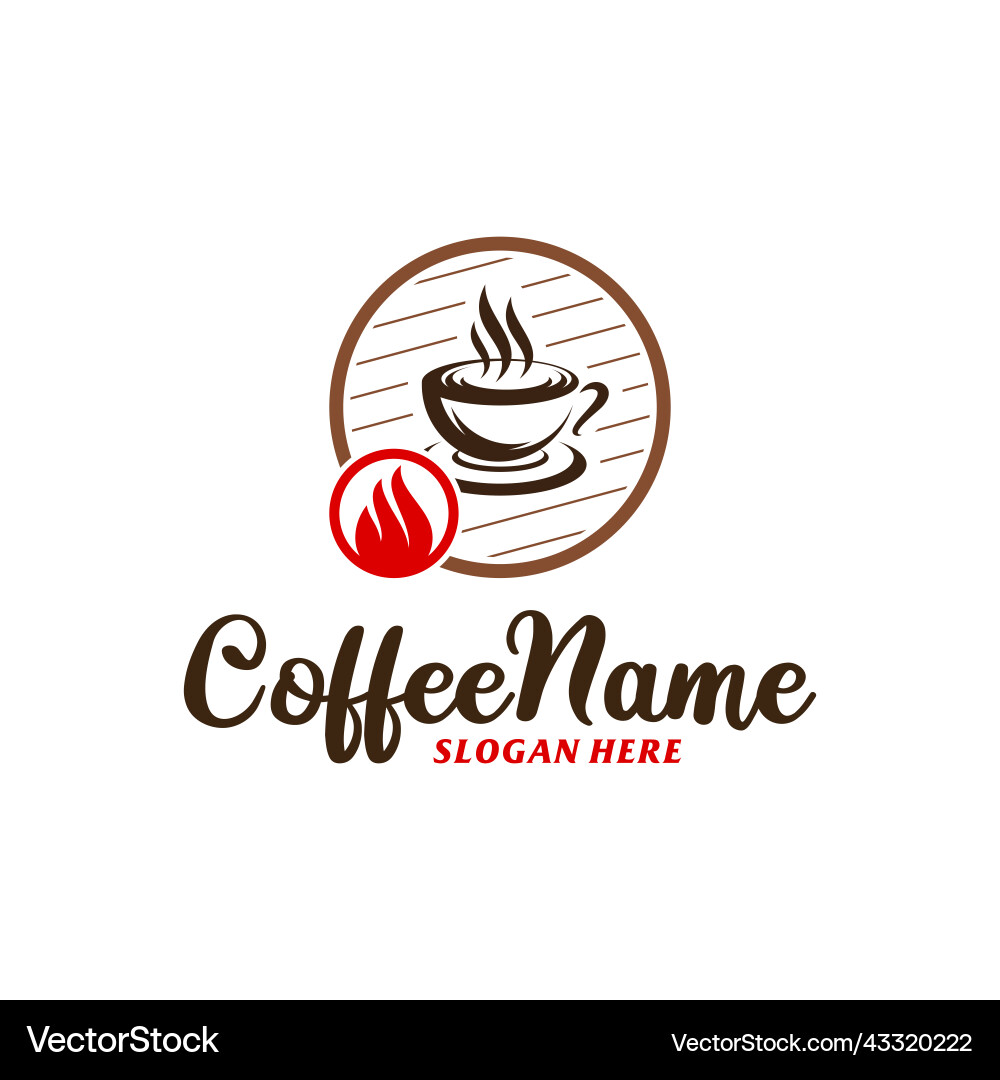 Fire coffee logo design template Royalty Free Vector Image