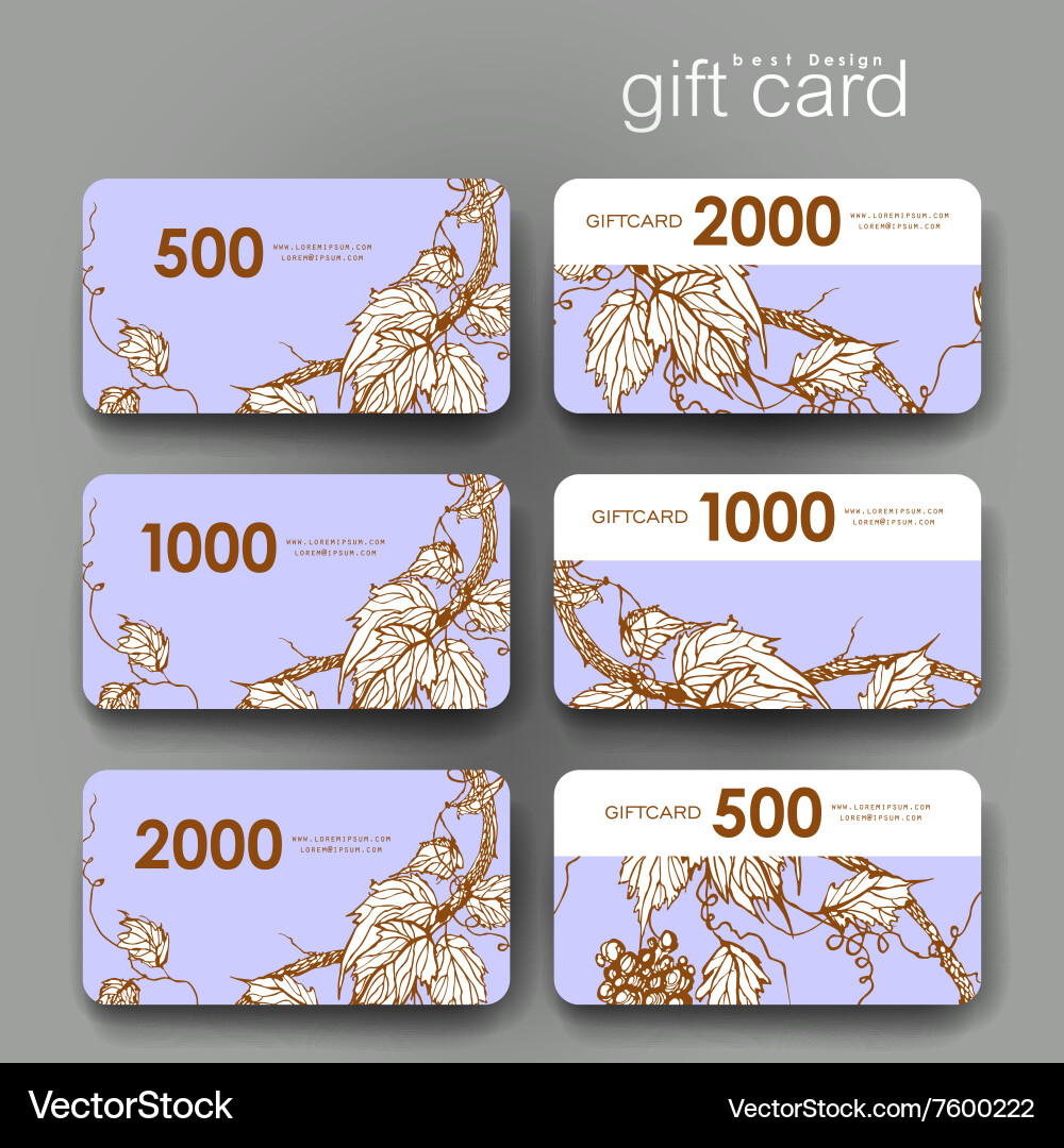 Gift coupon discount card template with grapes Vector Image