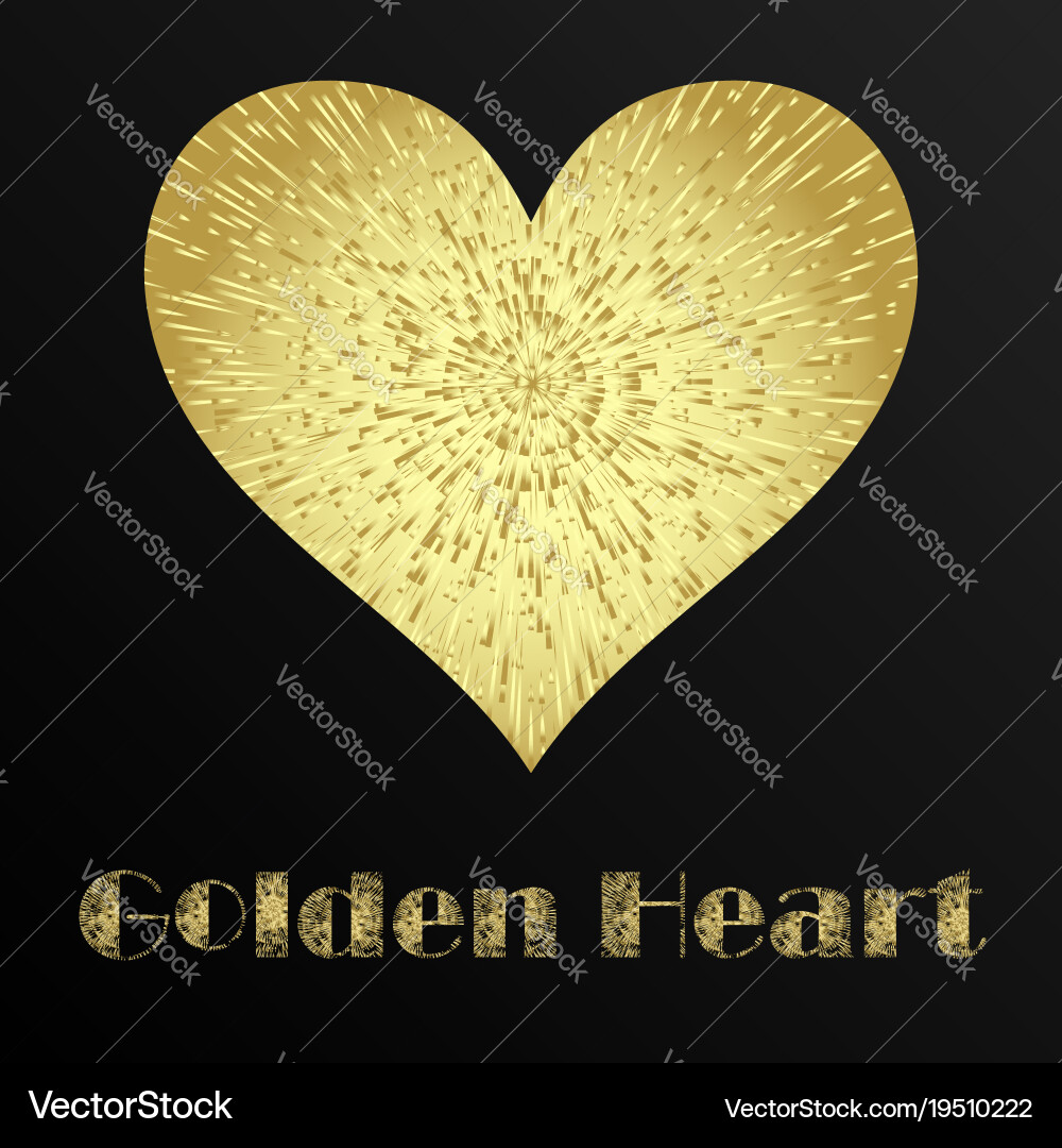 Golden metal heart Royalty Free Vector Image - VectorStock