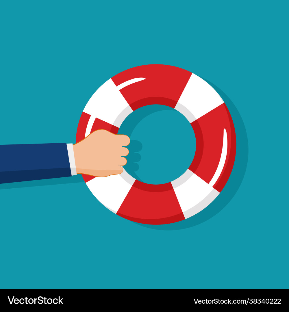 Hand holding a lifebuoy a symbol help Royalty Free Vector