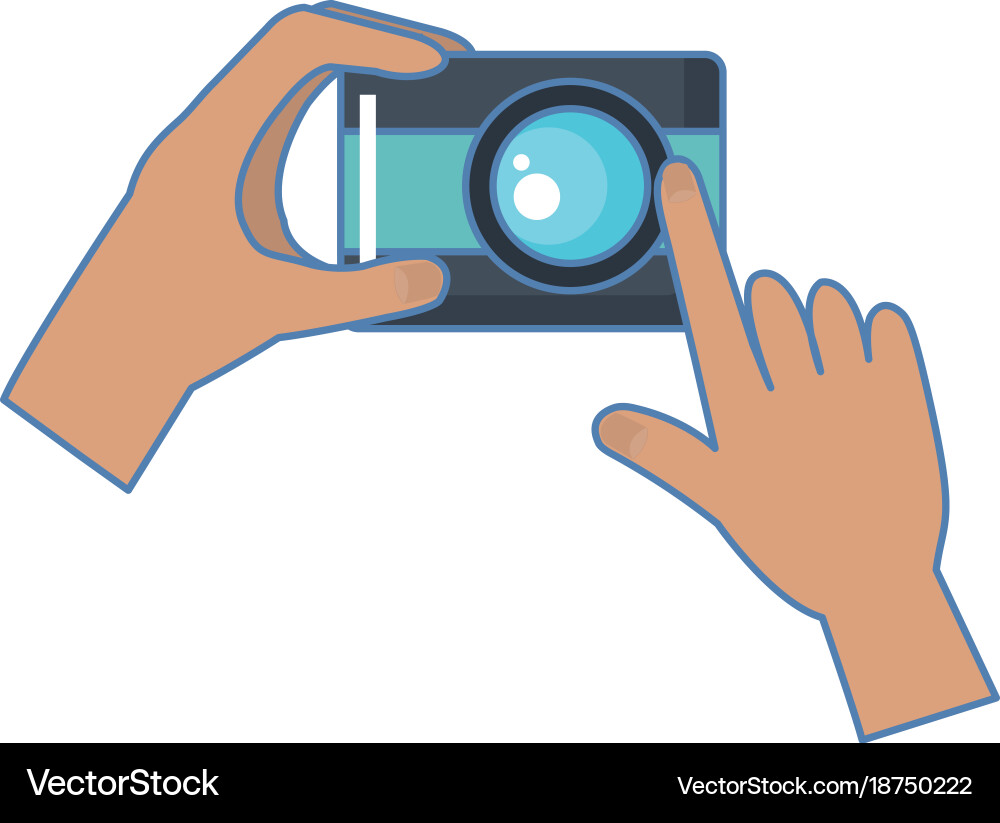 Hands with photographic camera isolated icon Vector Image