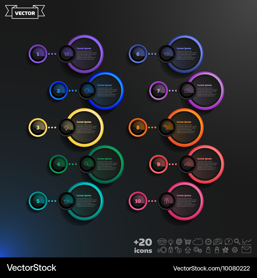 Infographic design list with colorful circles Vector Image