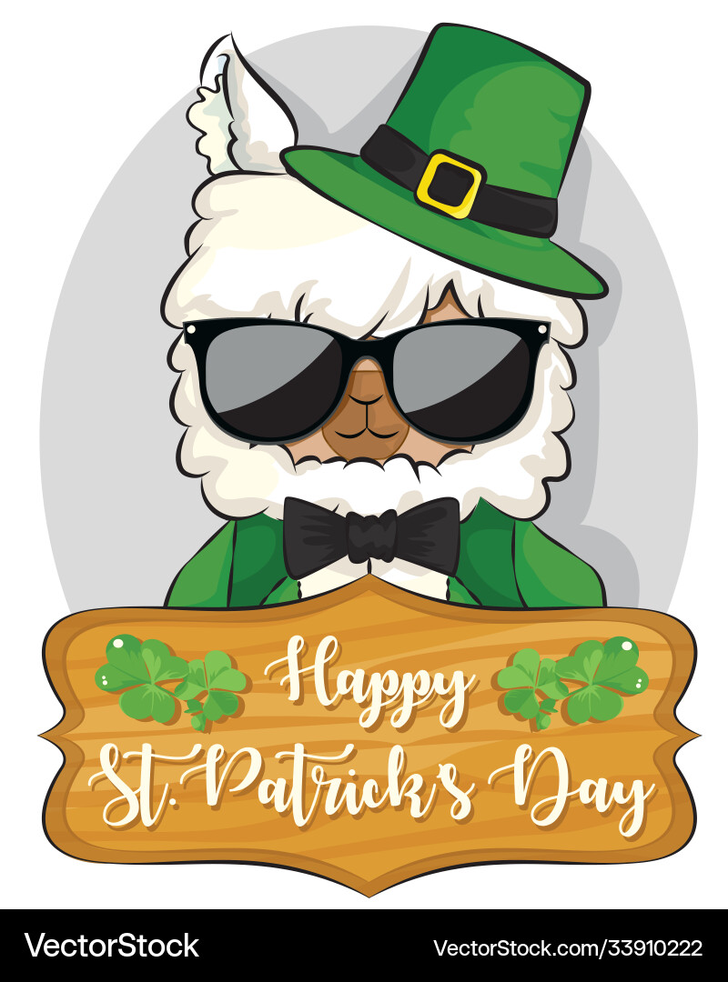 Llama happy shamrock day st patrick day Royalty Free Vector