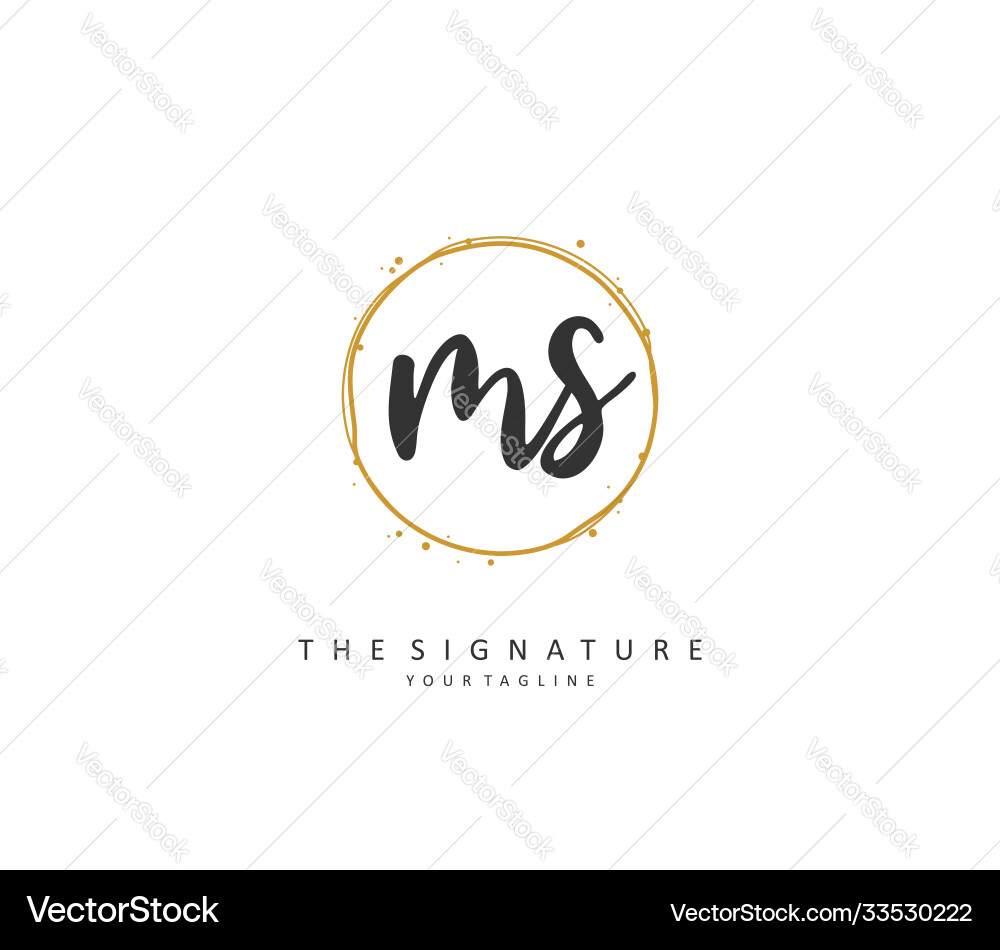 M s ms initial letter handwriting and signature Vector Image