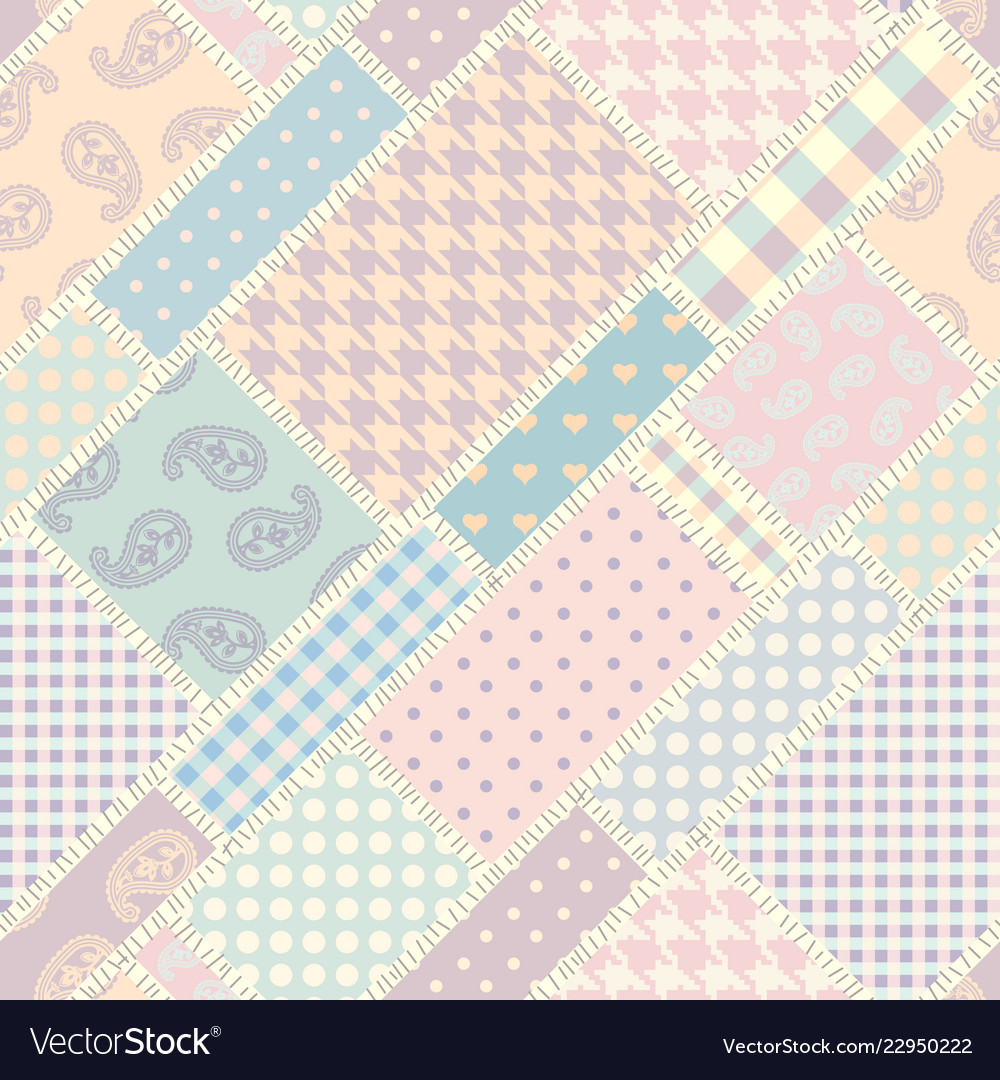 Patchwork Textile Pattern Seamless Quilting Vector Image
