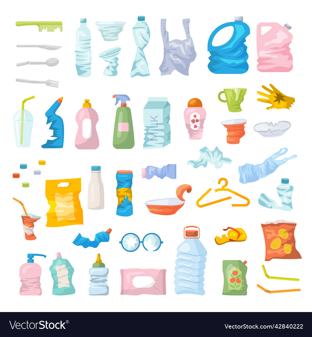 Plastic waste recycling garbage empty boxes Vector Image