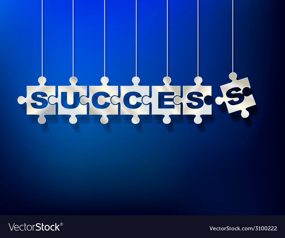 Puzzle pieces with letters composes word success Vector Image