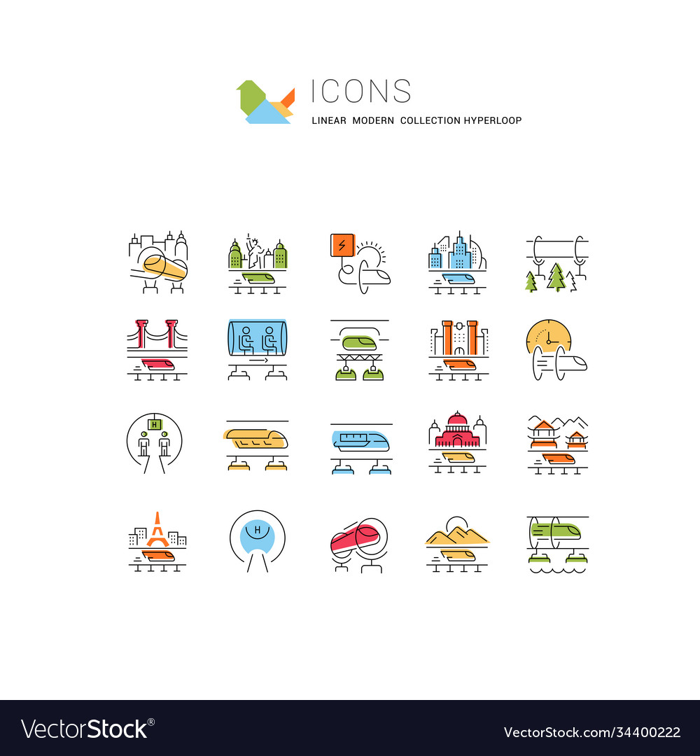 Set line icons hyperloop Royalty Free Vector Image