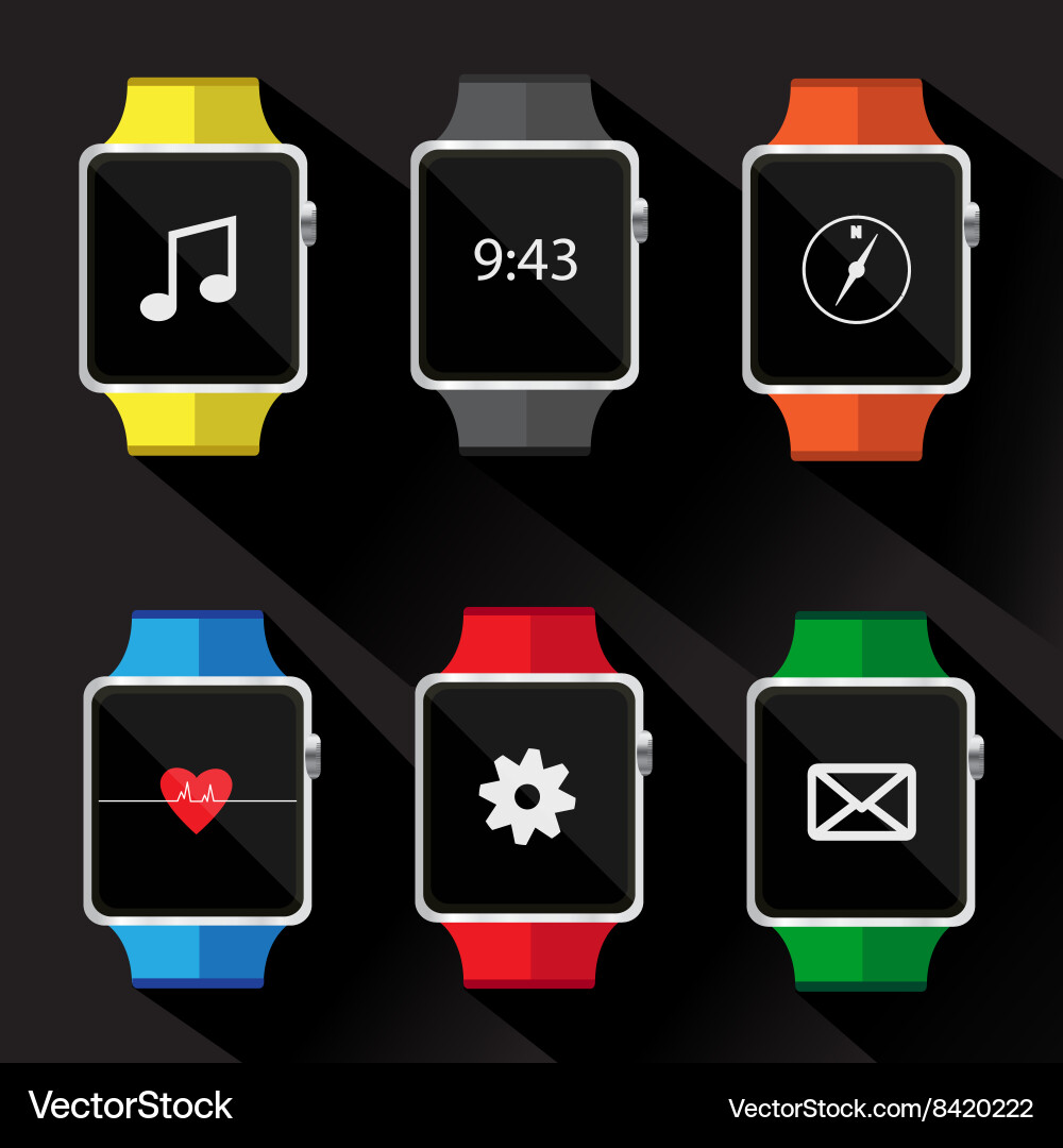 Set of smart watch icon Royalty Free Vector Image