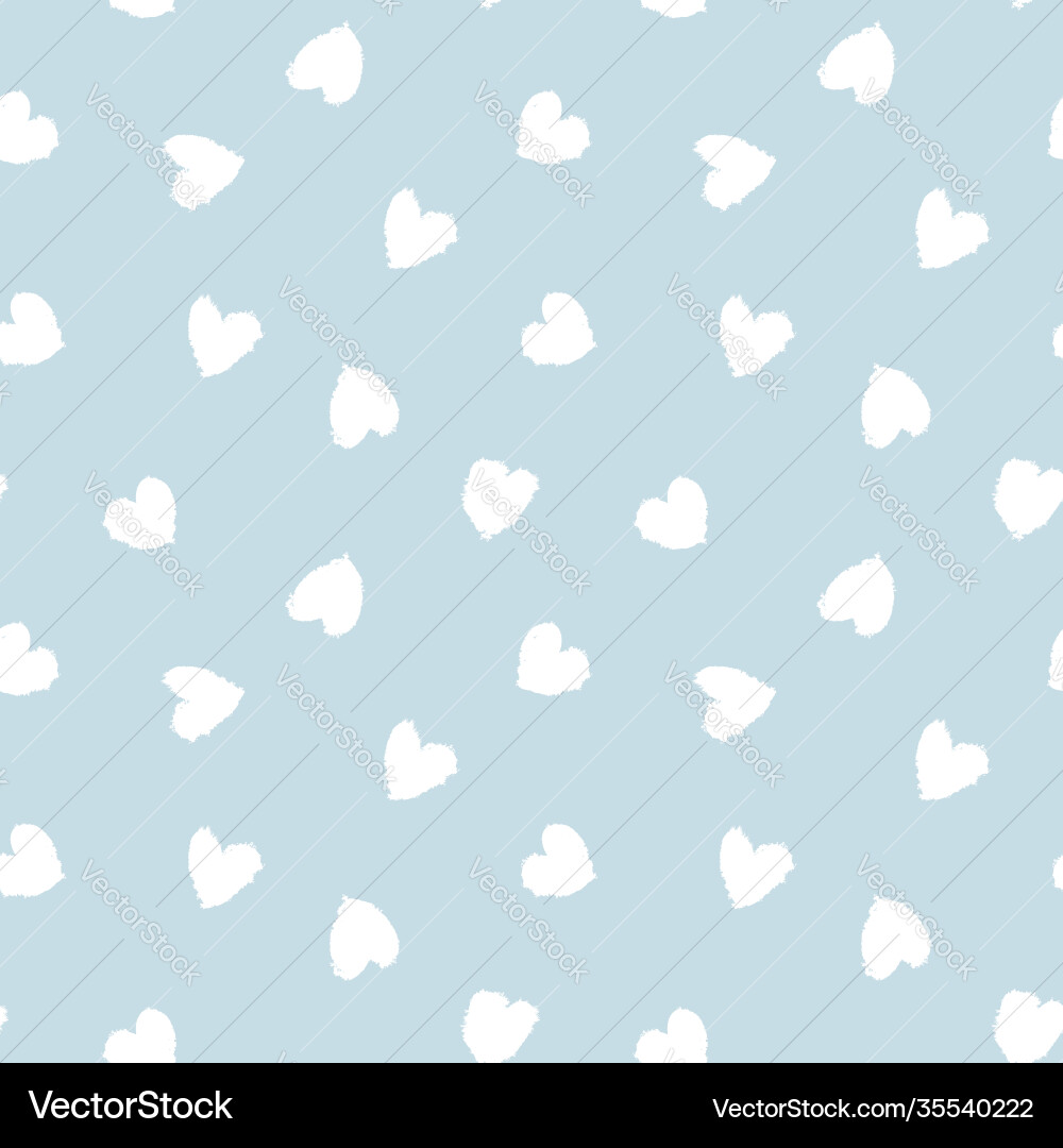 Sky blue heart shaped brush stroke seamless Vector Image
