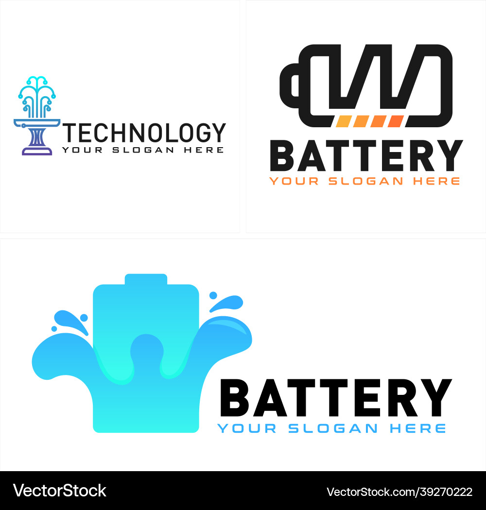 Technology charging battery fountain logo design Vector Image