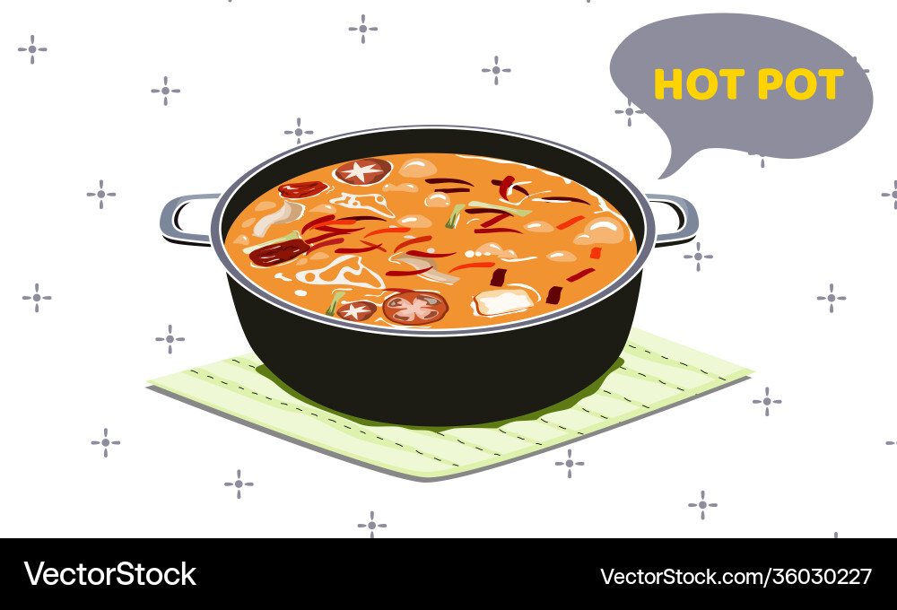 A pot spicy soup hot pot Royalty Free Vector Image