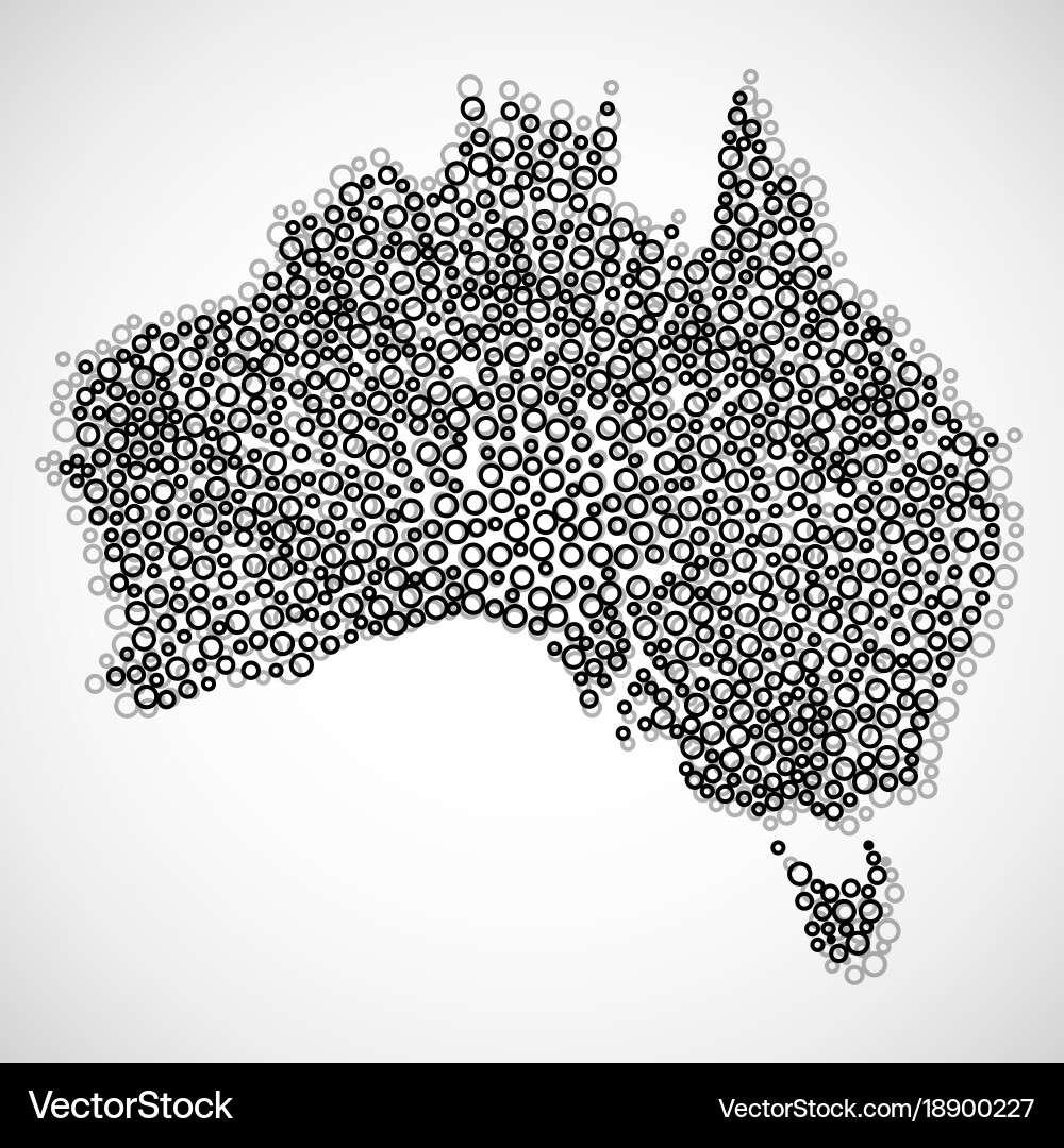 Abstract map of australia with circles Royalty Free Vector