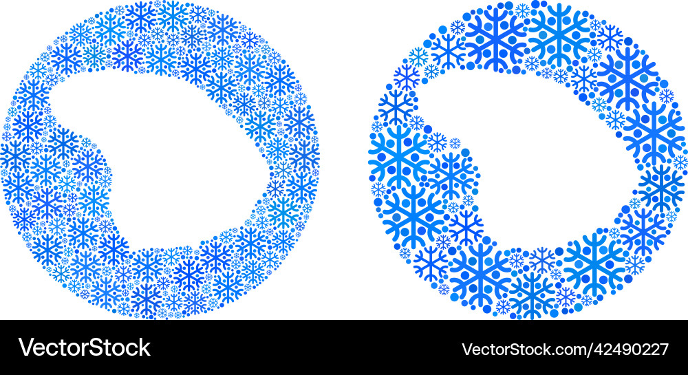 Hole circle lanai island map - snowflakes collage Vector Image