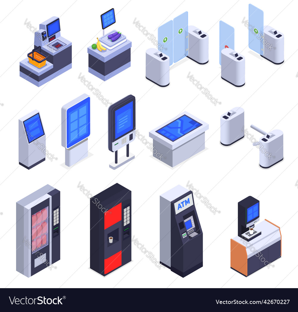 Interfaces isometric set Royalty Free Vector Image