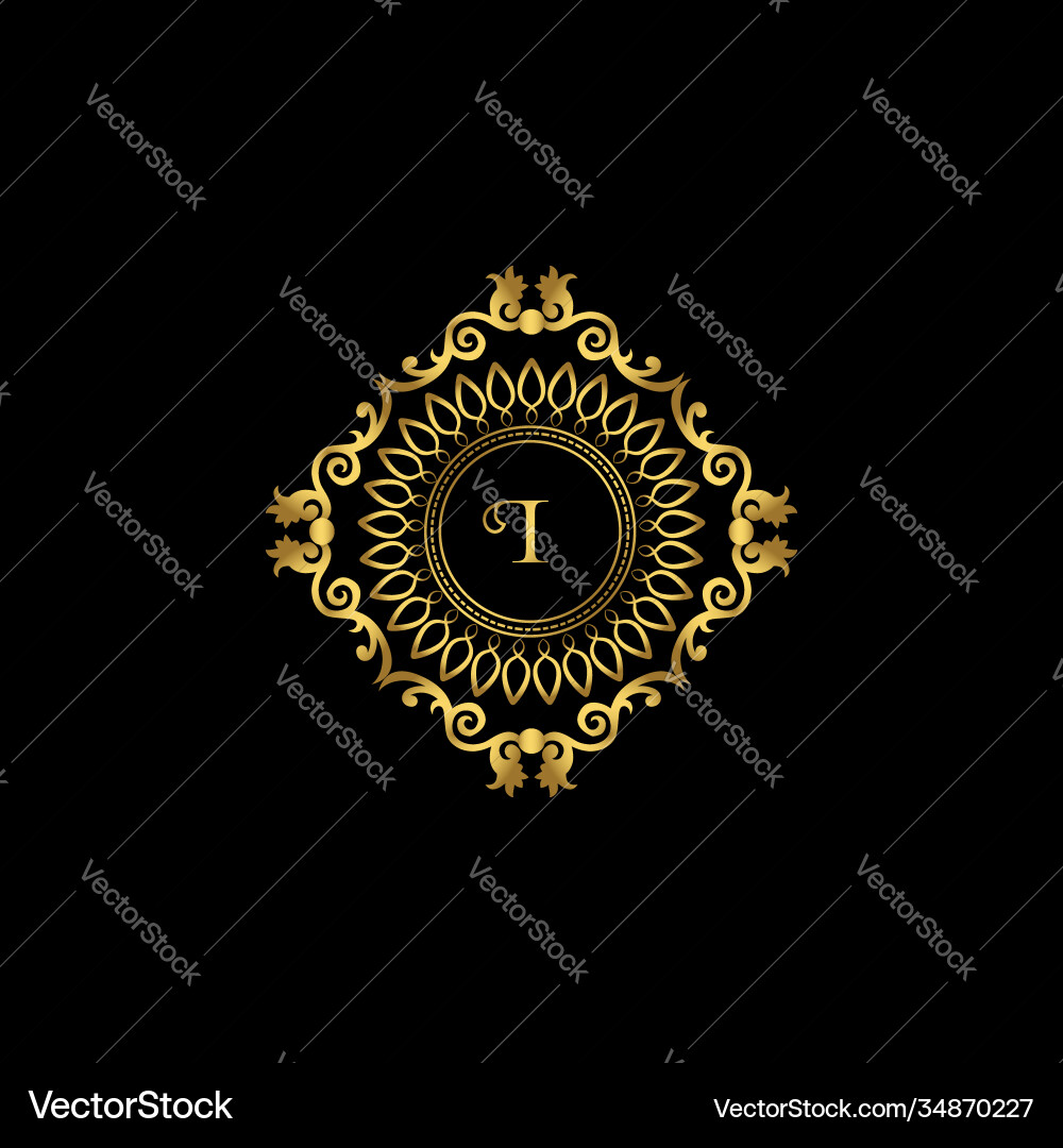 Letter i luxury ornament logo monogram crest Vector Image