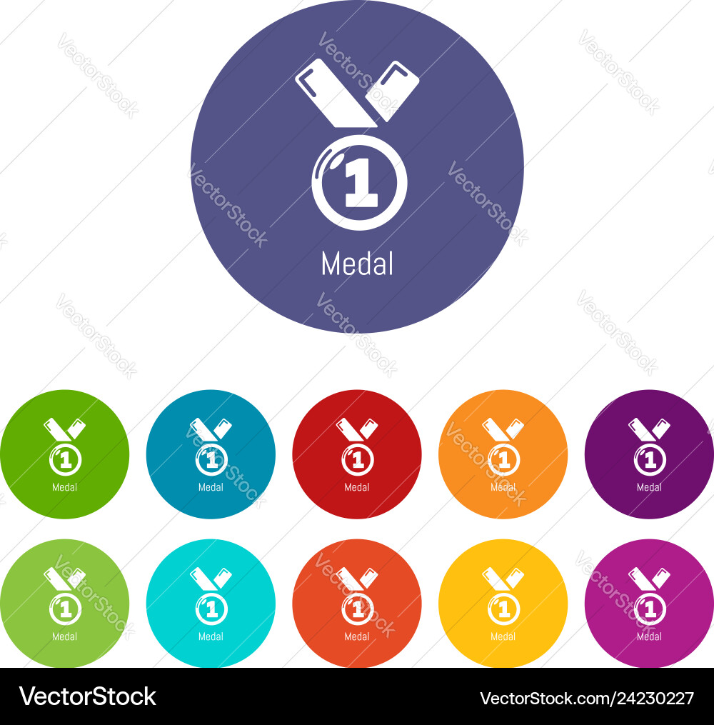 Medal icons set color Royalty Free Vector Image