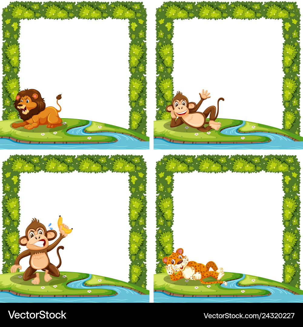 Set of animal nature frame Royalty Free Vector Image