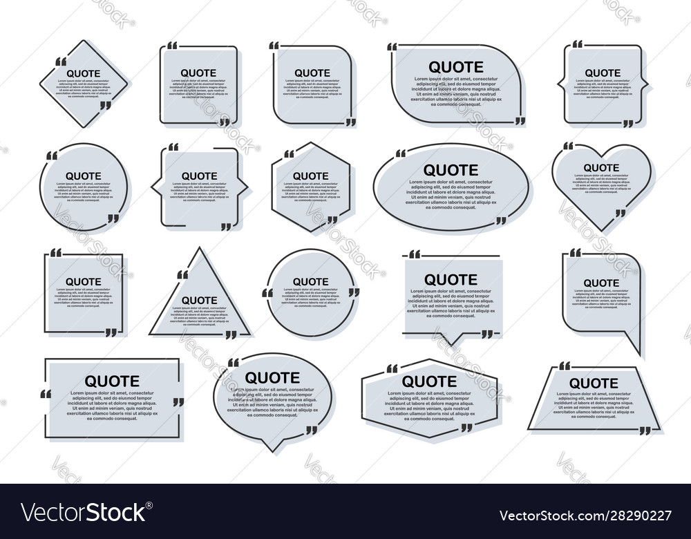 Set quote frames blank template with print Vector Image