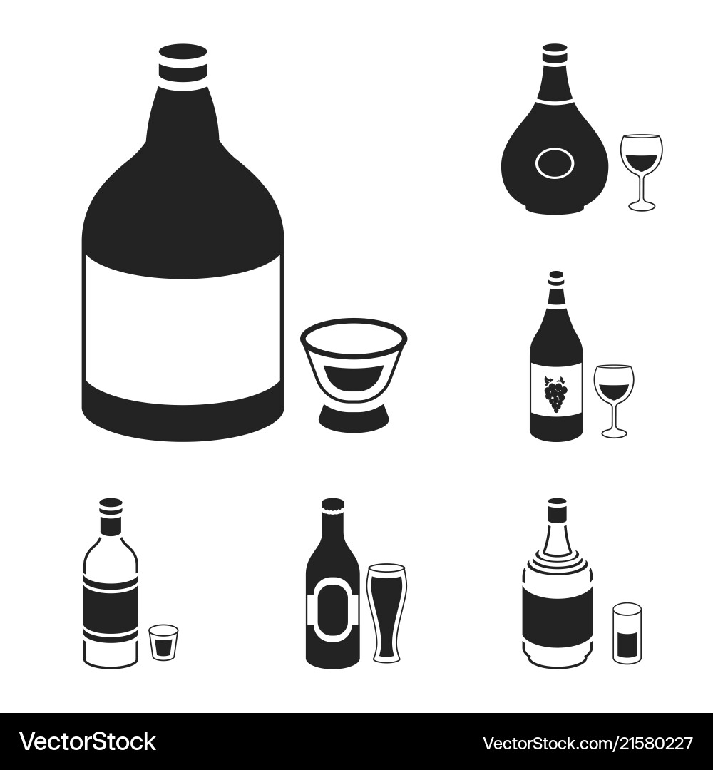 Types alcohol black icons in set collection Vector Image