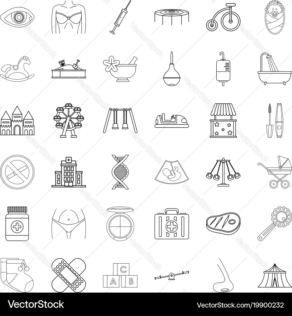 Ancestral icons set outline style Royalty Free Vector Image
