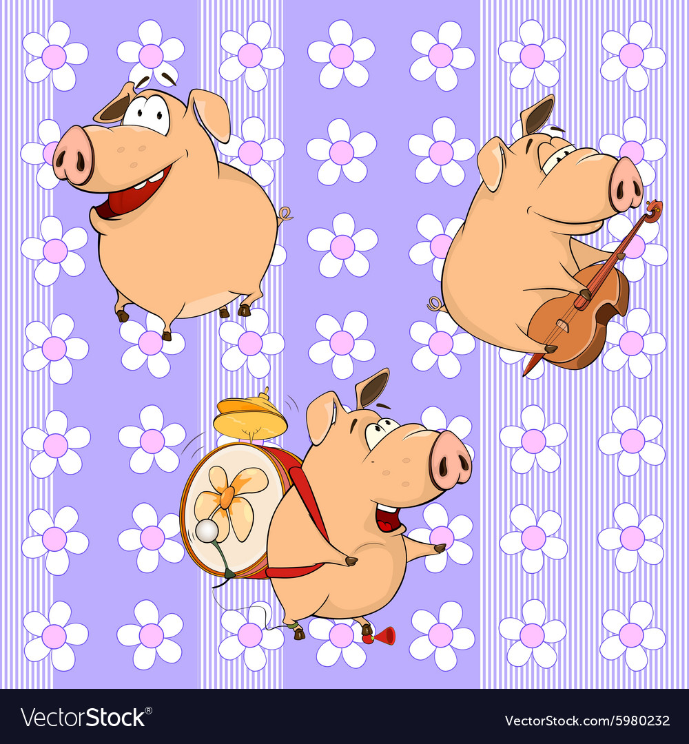 Background with pigs Royalty Free Vector Image