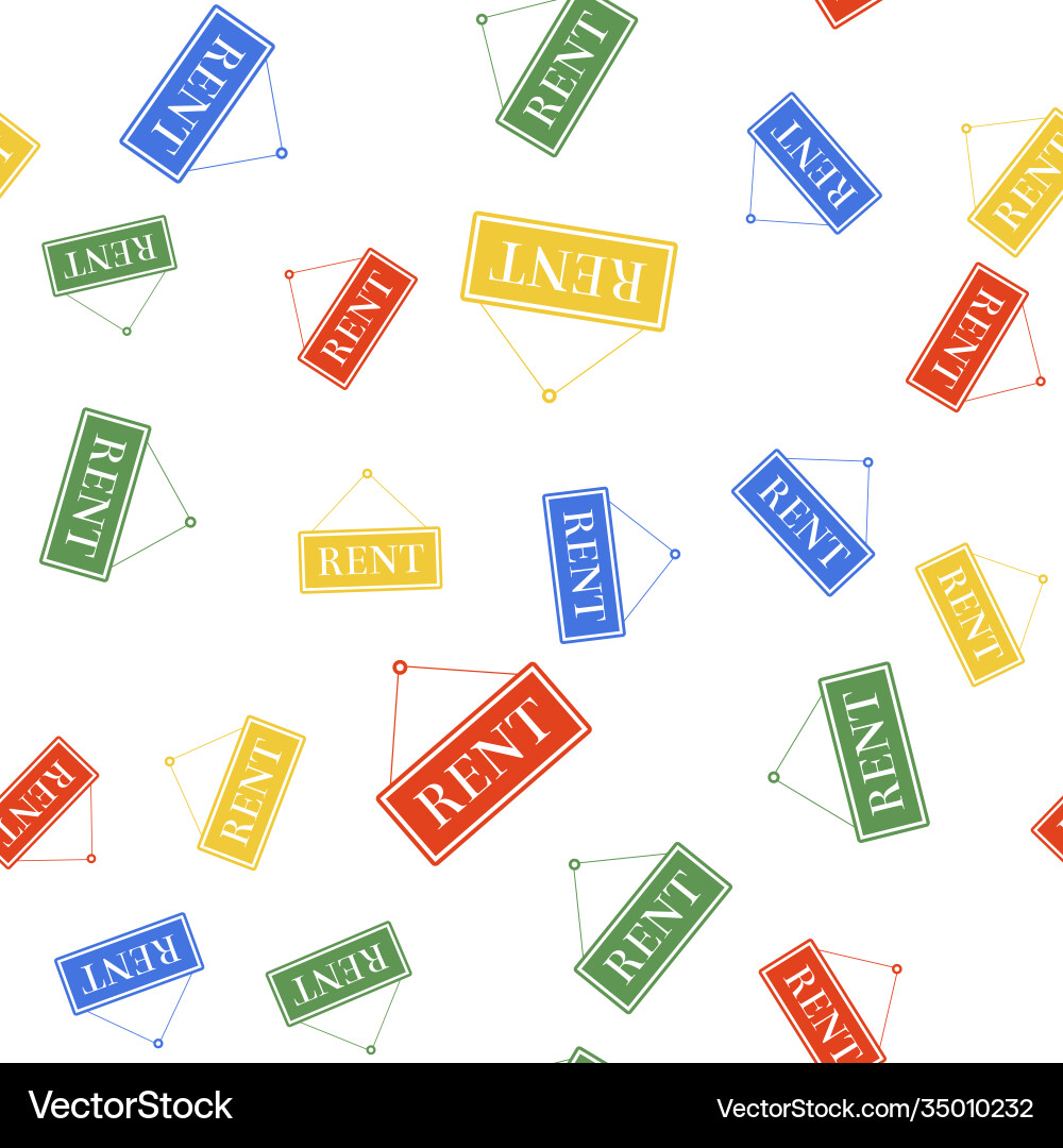 Color hanging sign with text rent icon isolated Vector Image