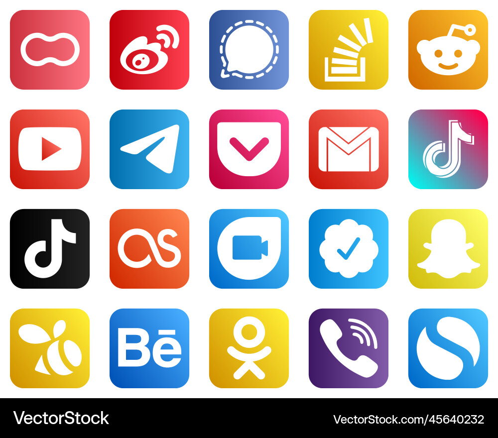 Complete social media icon pack 20 icons Vector Image