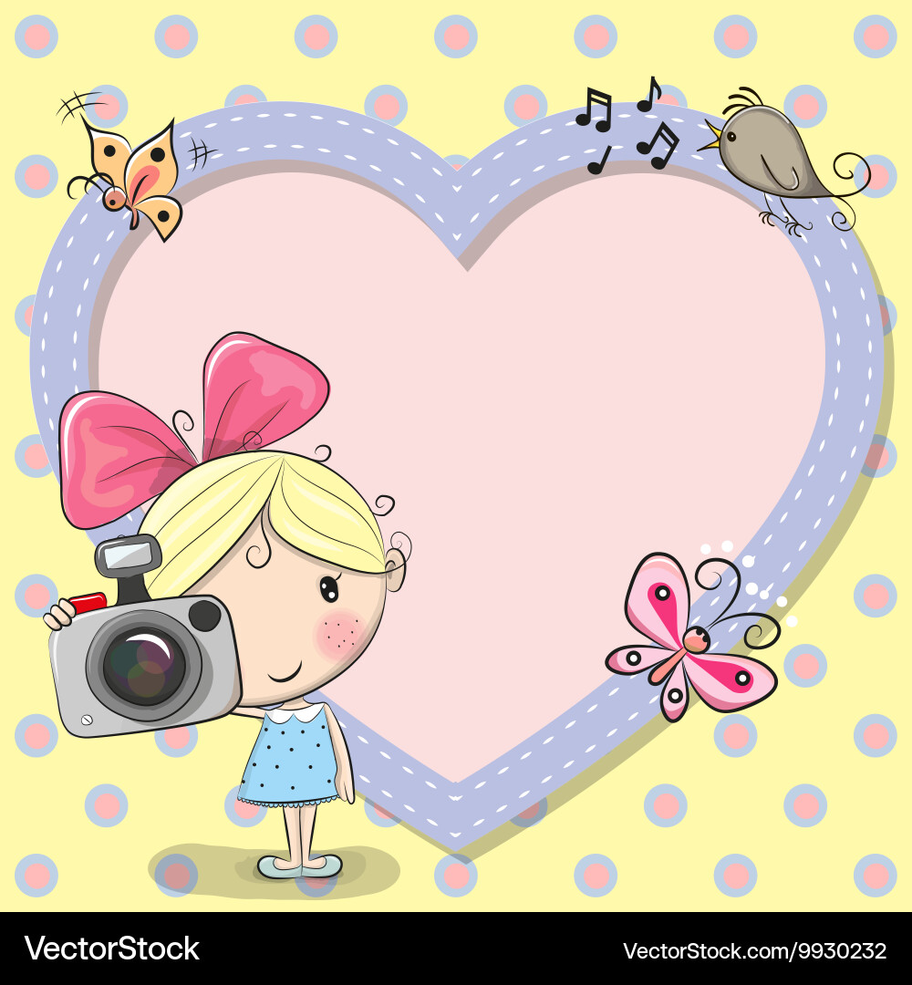 Cute cartoon girl with a camera Royalty Free Vector Image