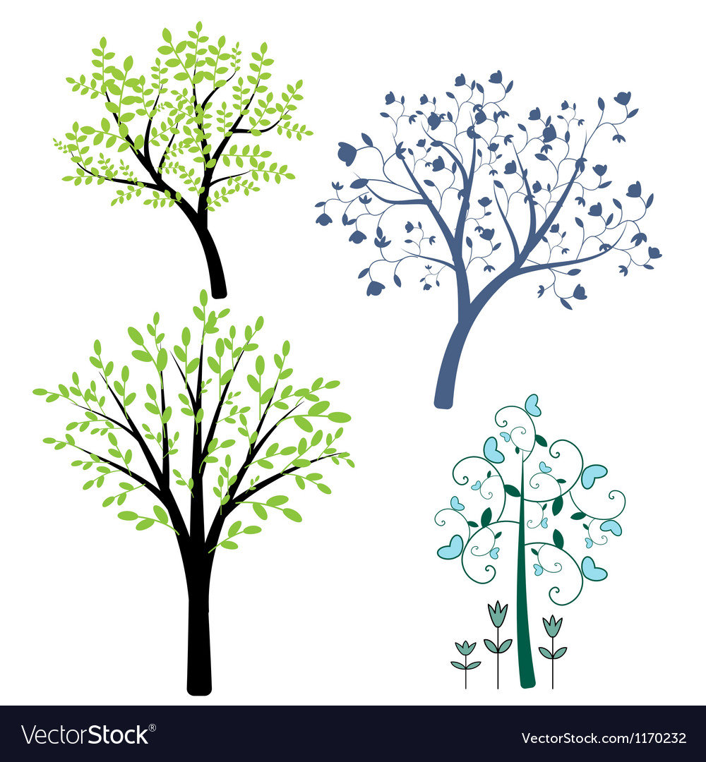 Decorative trees Royalty Free Vector Image - VectorStock