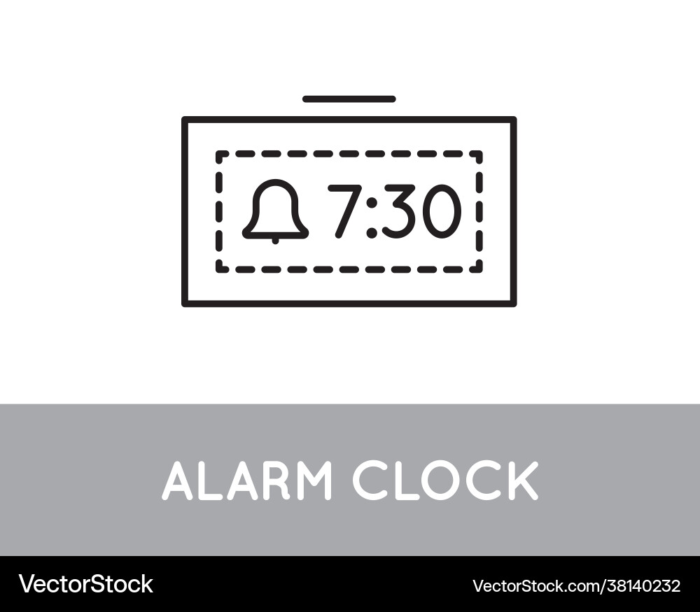 Digital clock icon bell symbol on screen Vector Image