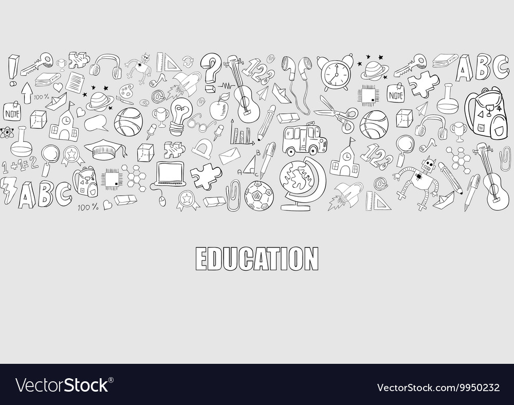 Education objects background drawing by hand Vector Image