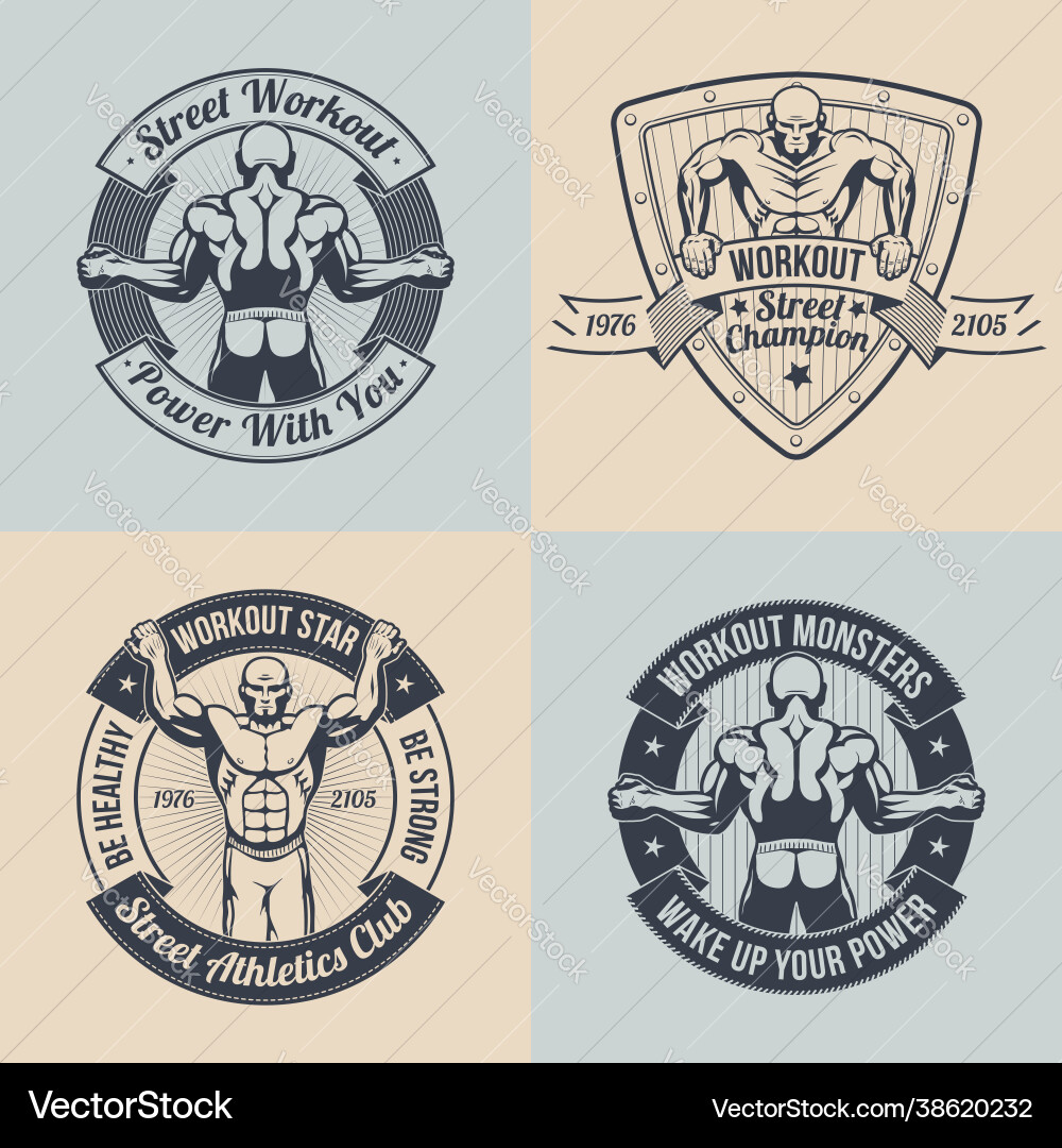 Emblem street workout club Royalty Free Vector Image