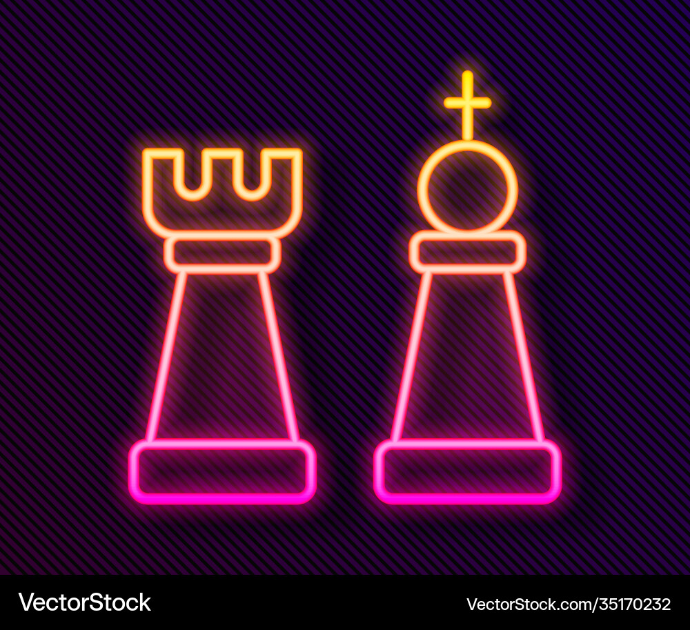 Glowing neon line chess icon isolated on black Vector Image