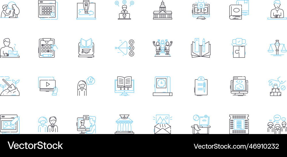 Learning linear icons set education knowledge Vector Image