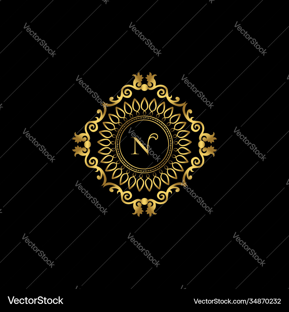 Letter n luxury ornament logo monogram crest Vector Image