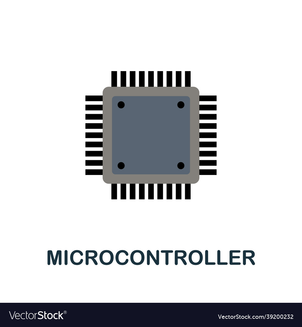 Microcontroller flat icon colored sign from Vector Image