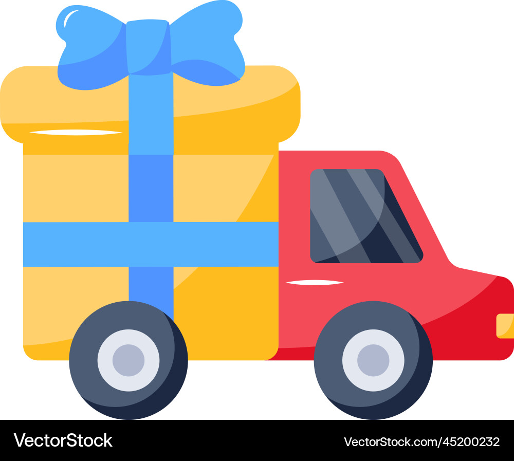 Modern handcrafted flat icon of gift delivery Vector Image