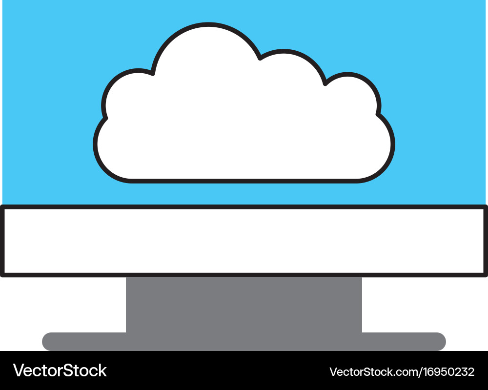 Monitor computer with cloud computing Royalty Free Vector