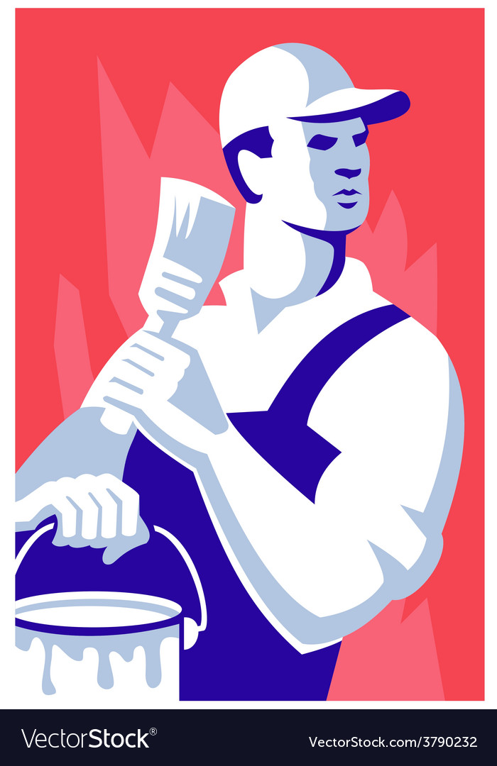 Painter worker paint brush Royalty Free Vector Image