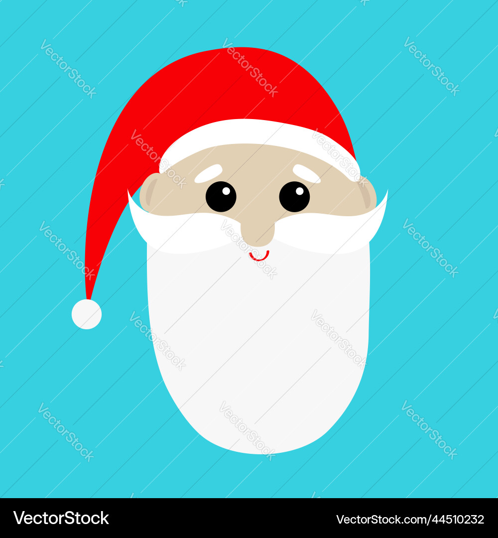 Santa claus face head icon big red hat merry Vector Image