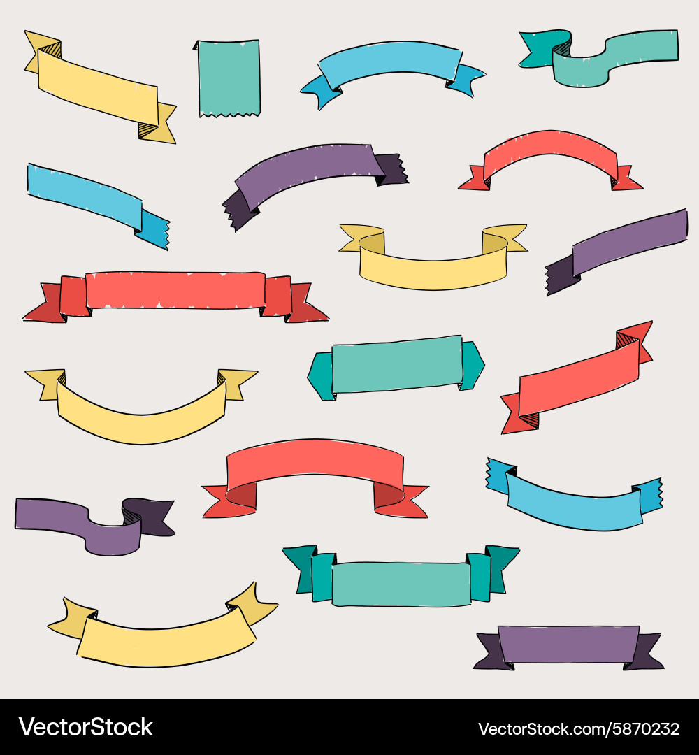 Set design elements banners ribbons Royalty Free Vector