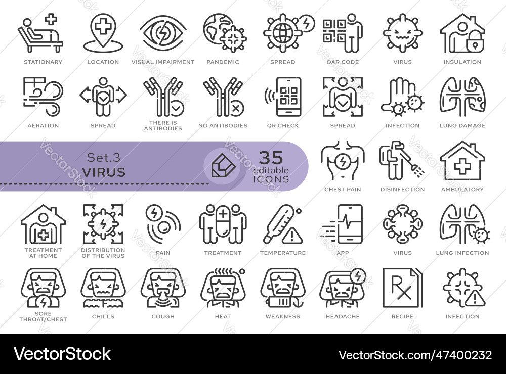 Set icons virus 03 Royalty Free Vector Image - VectorStock